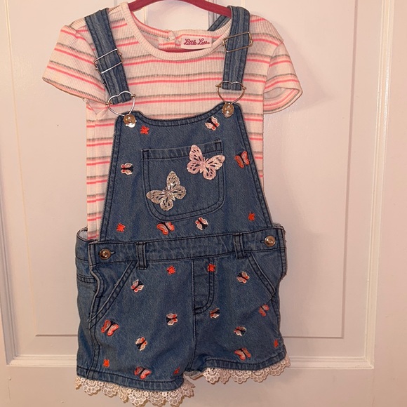 Little Lass | Shirts & Tops | Butterfly Overalls | Poshmark